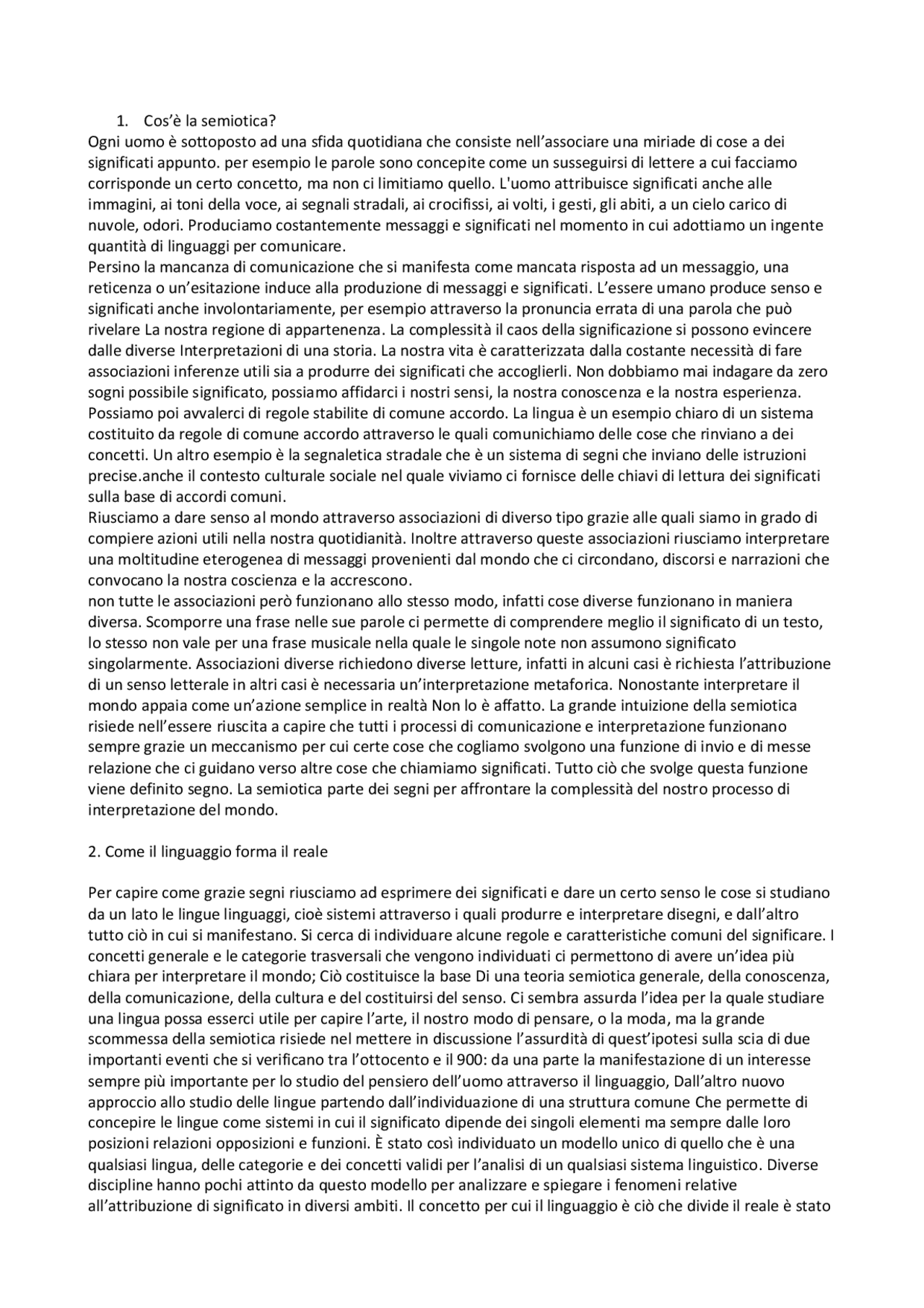 Riassunto Piccola Guida Irriverente Alla Semiotica Docsity