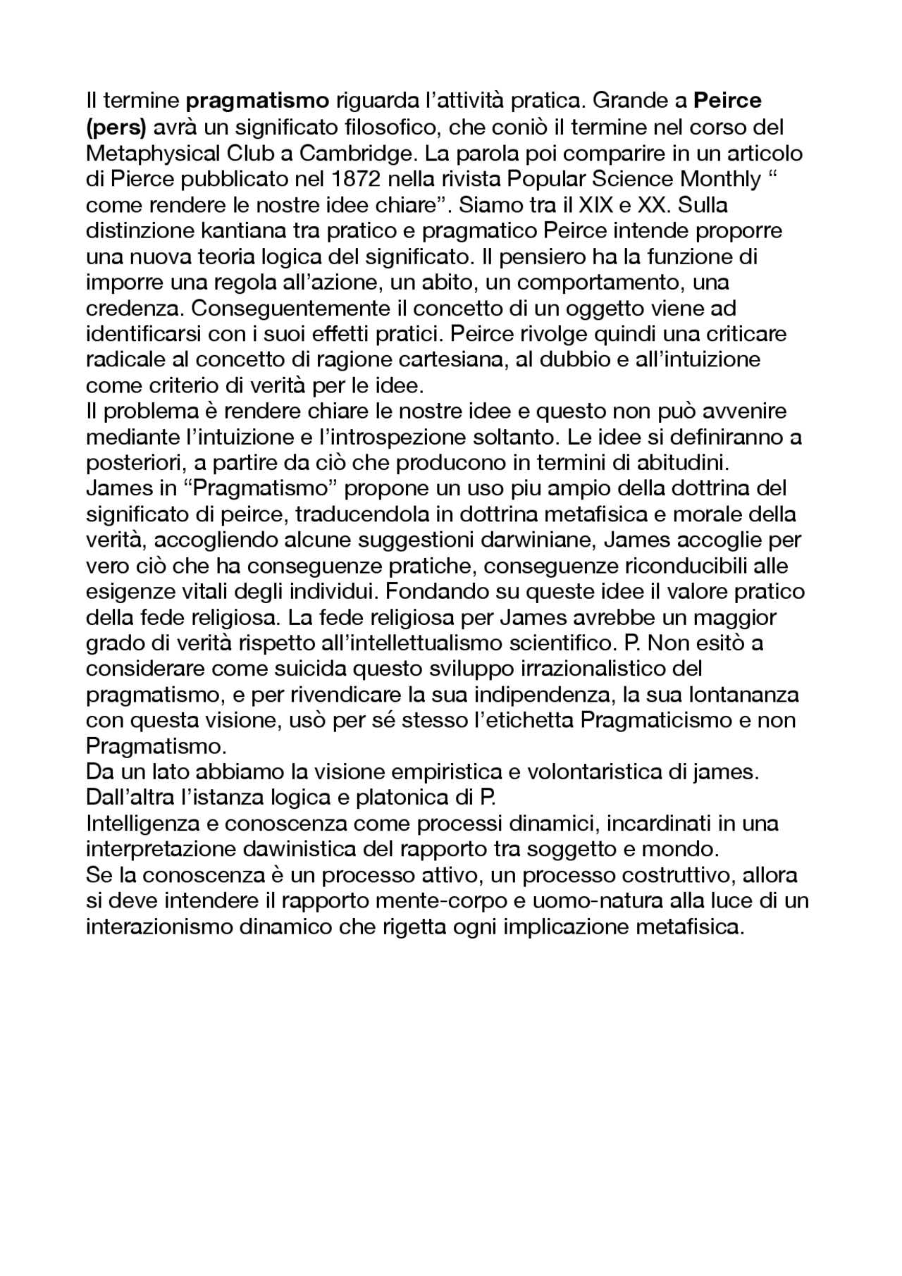 Definizione Di Pragmatismo Docsity
