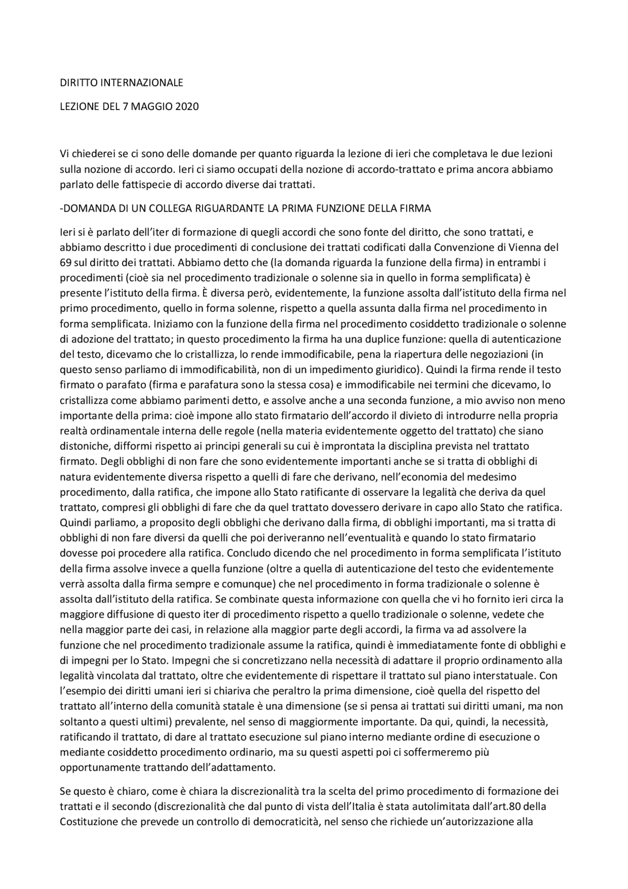 Diritto Internazionale Docsity