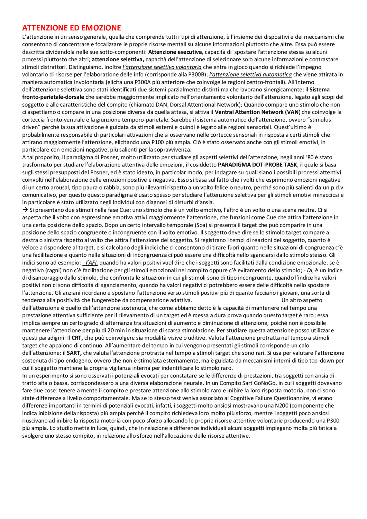 Riassunto Regolazione Dei Processi Cognitivi Docsity
