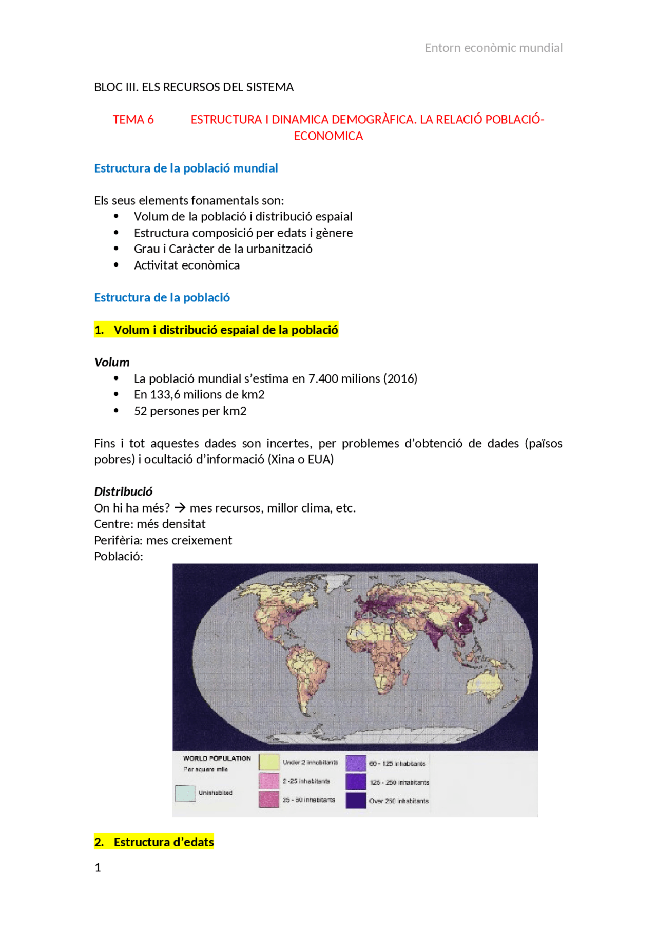 Apuntes Tema 6 Entorn Economic Mundial Docsity