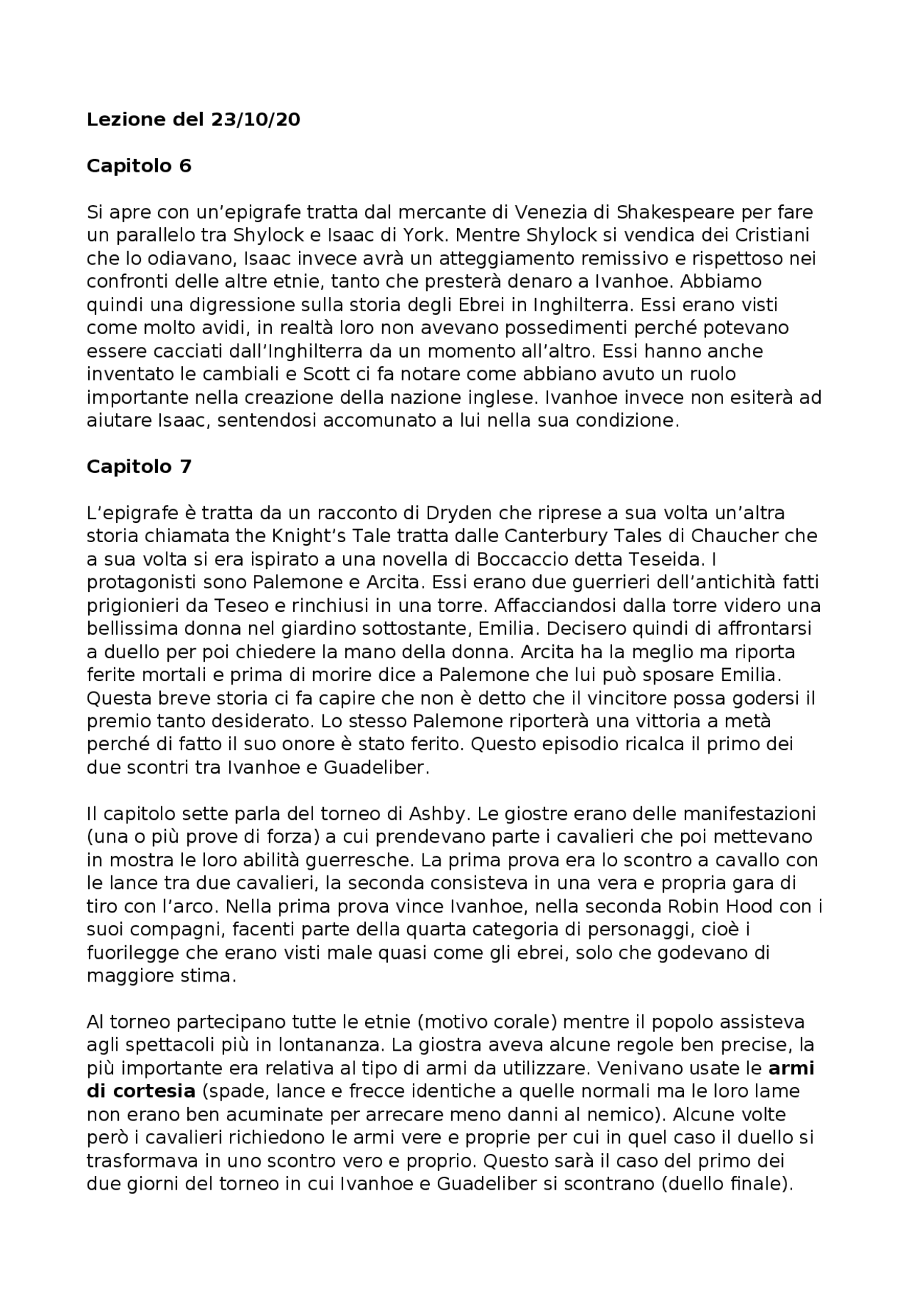 Capitolo 6 7 Lettura Ivanhoe Appunti Docsity