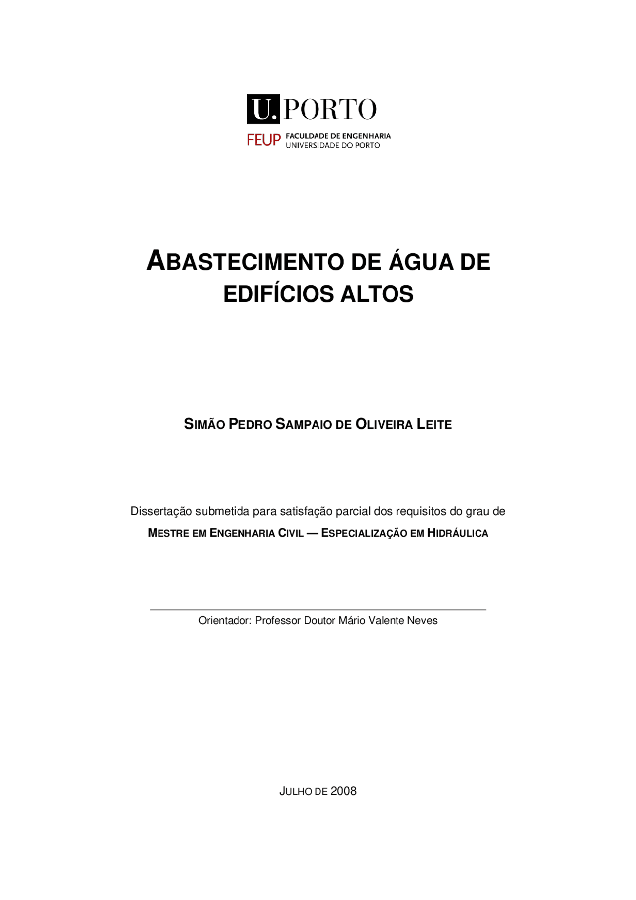ABASTECIMENTO DE ÁGUA DE EDIFÍCIOS ALTOS - Docsity
