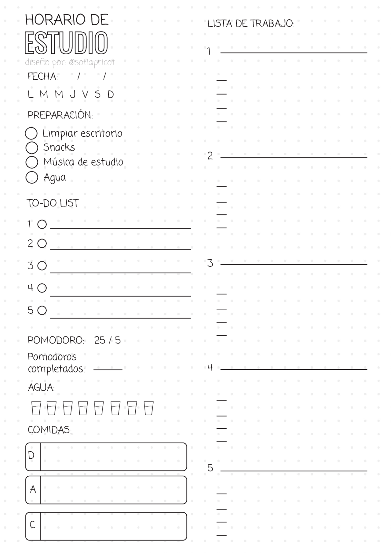 Horario de estudio para usar y diseñar - Docsity