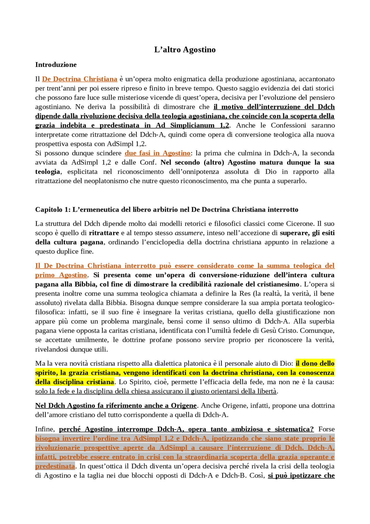 Laltro Agostino Riassunto Sintesi Del Corso Di Filosofia Docsity