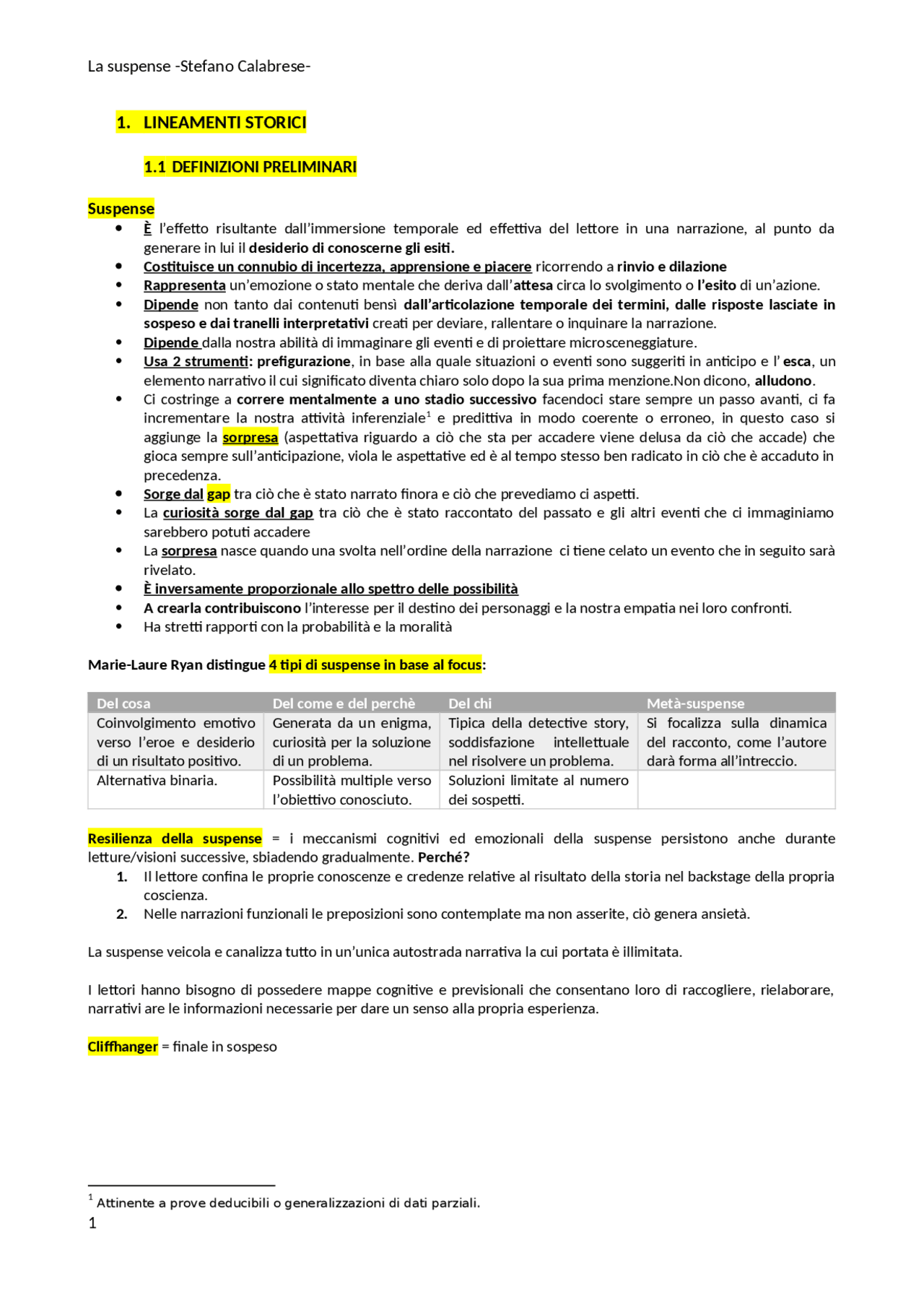 Riassunto Del Libro La Suspense” Di Stefano Calabrese Docsity