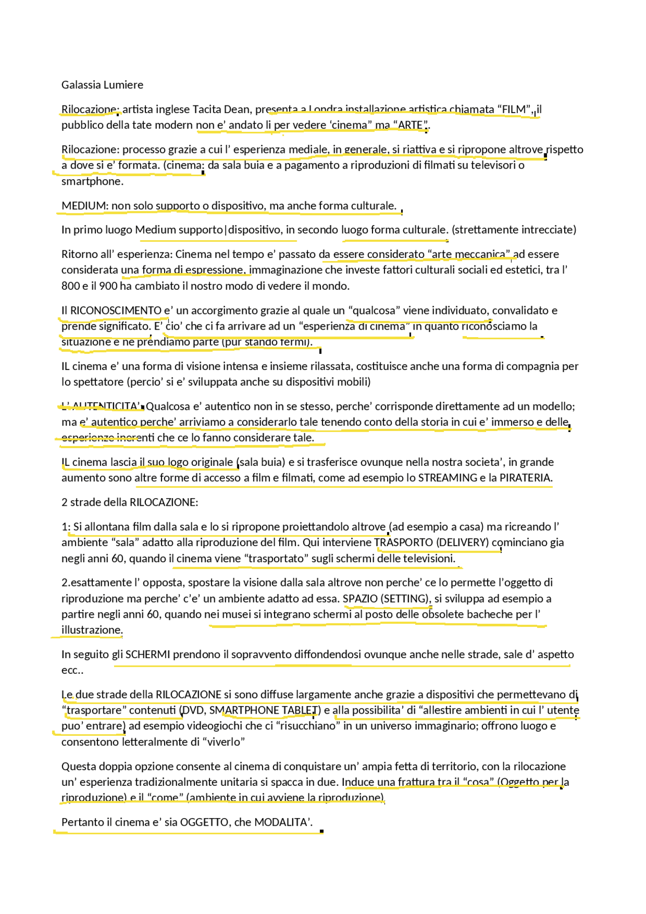 Appunti Galassia Lumiere Docsity