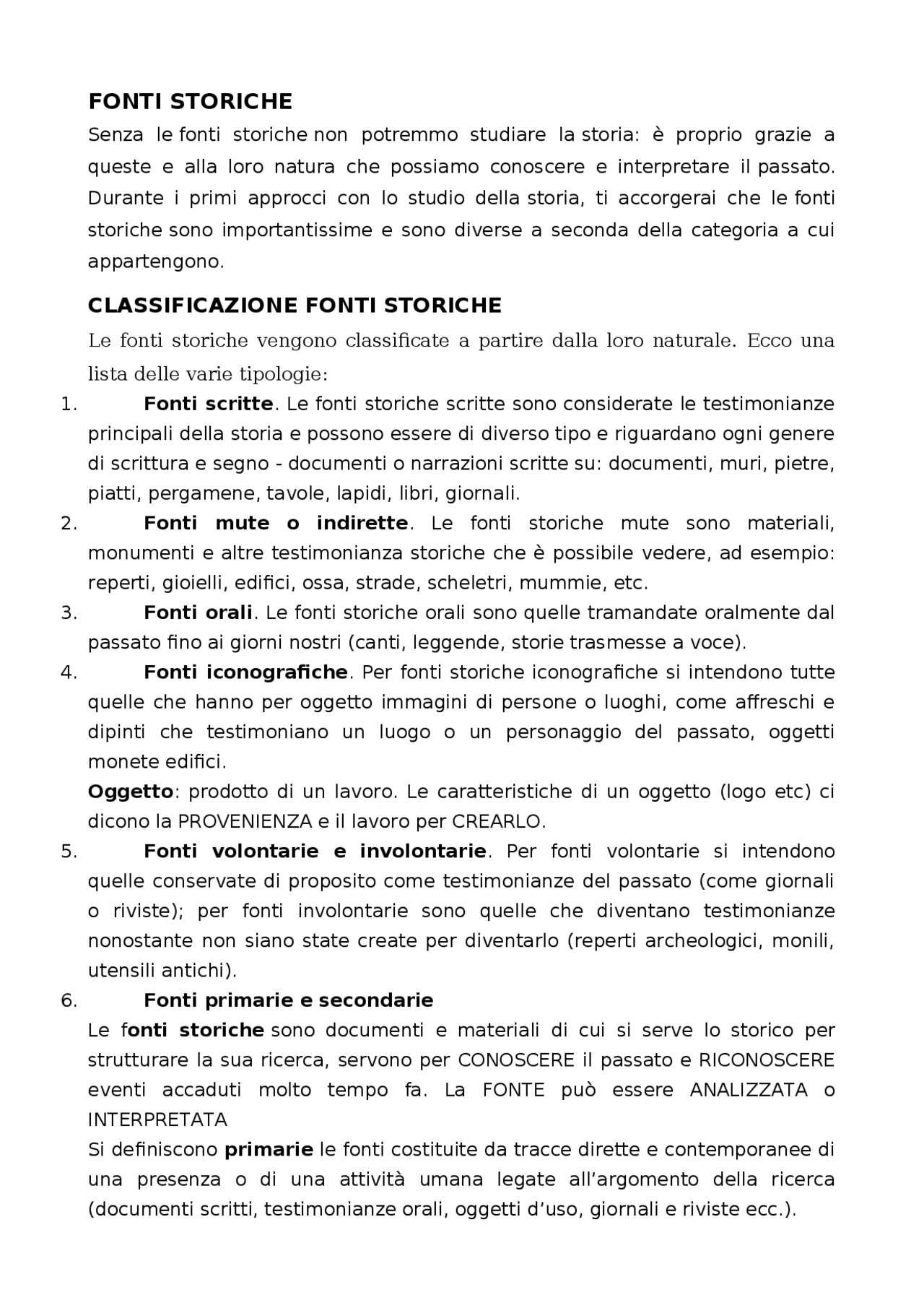 Fonti Storiche Umane E Naturali Docsity