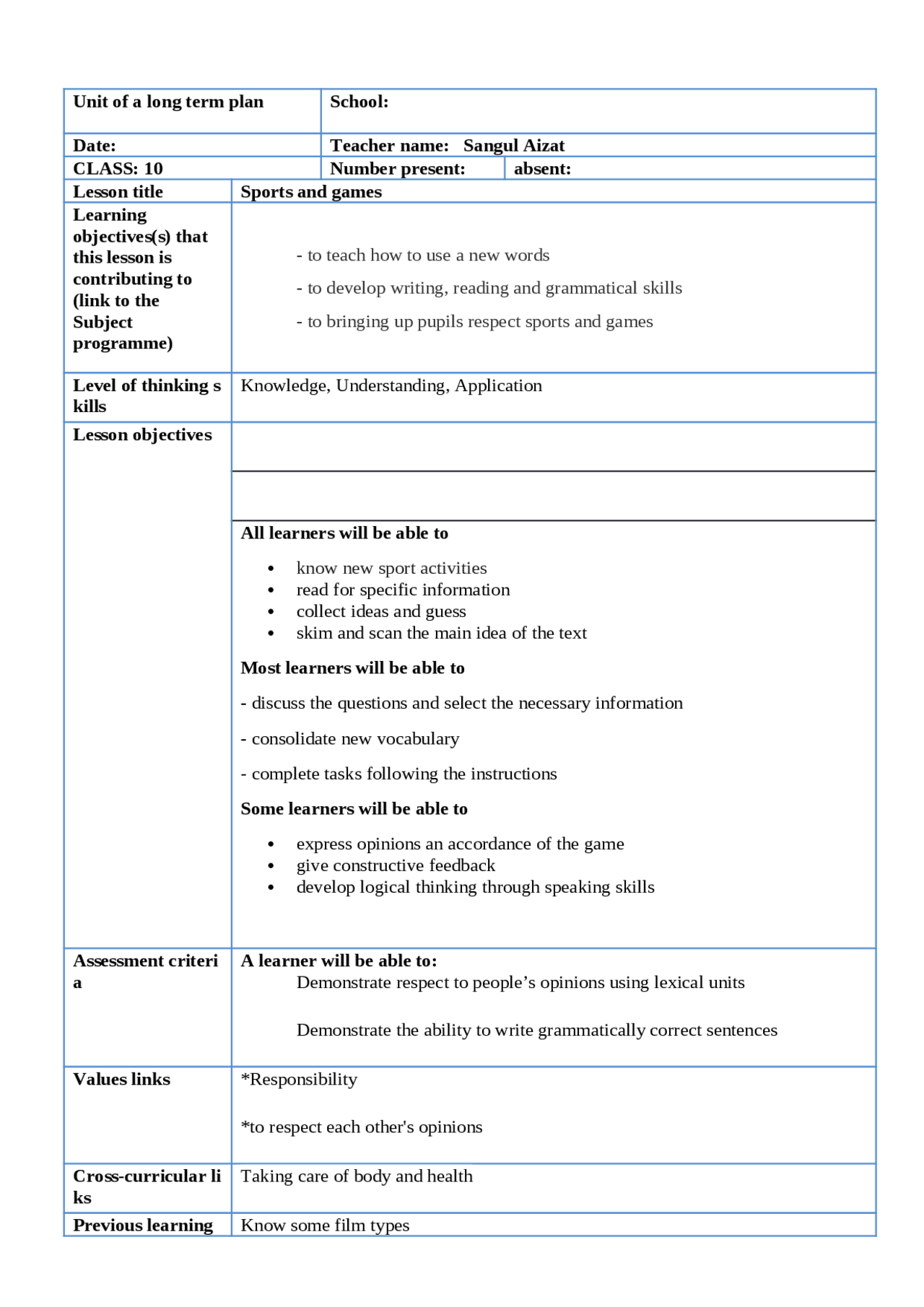 Travelling LESSON PLAN - Docsity