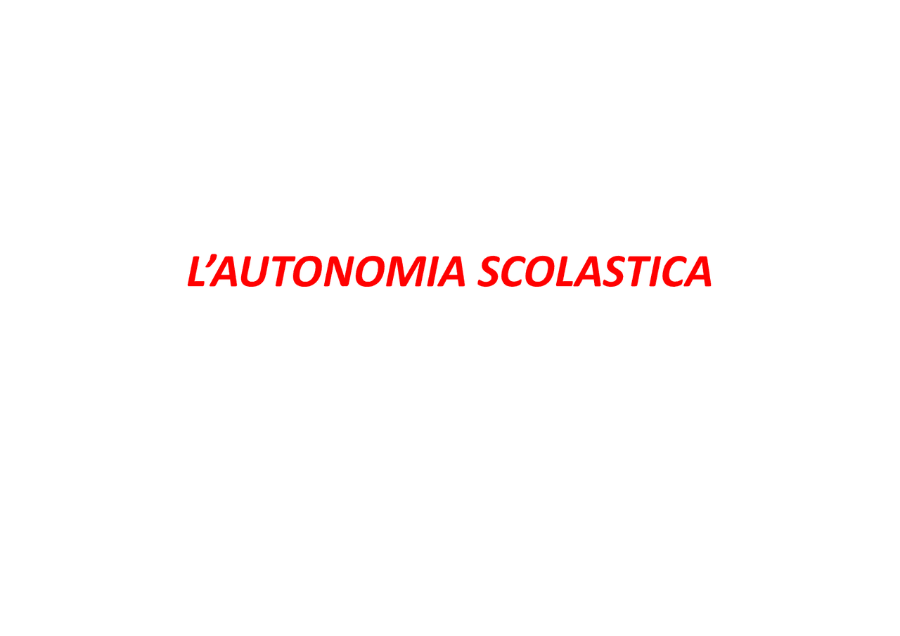 Lautonomia Scolastica Docsity