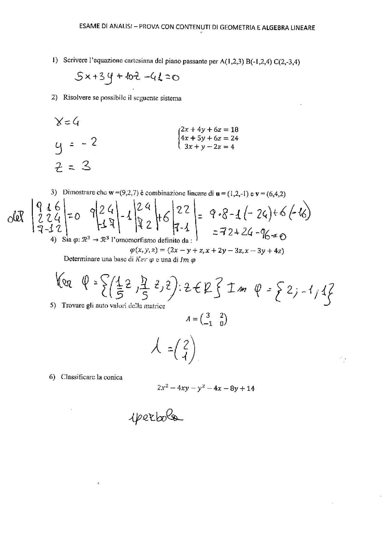 Geometria E Algebra Lineare Docsity