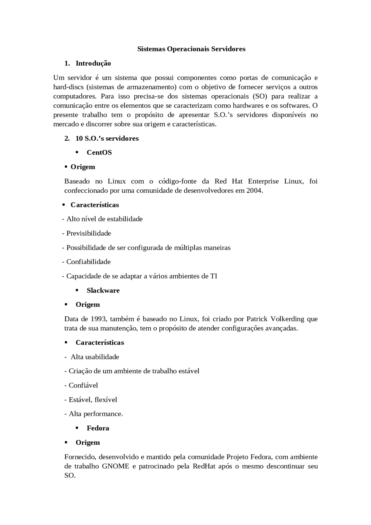 Sistemas Operacionais Servidores Docsity