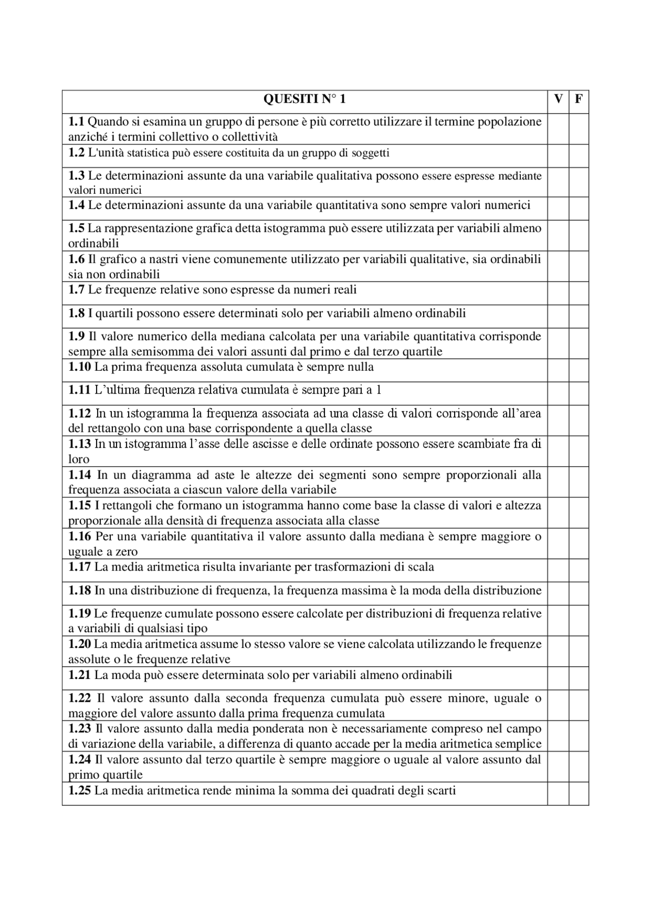 Domande Di Statistica Docsity