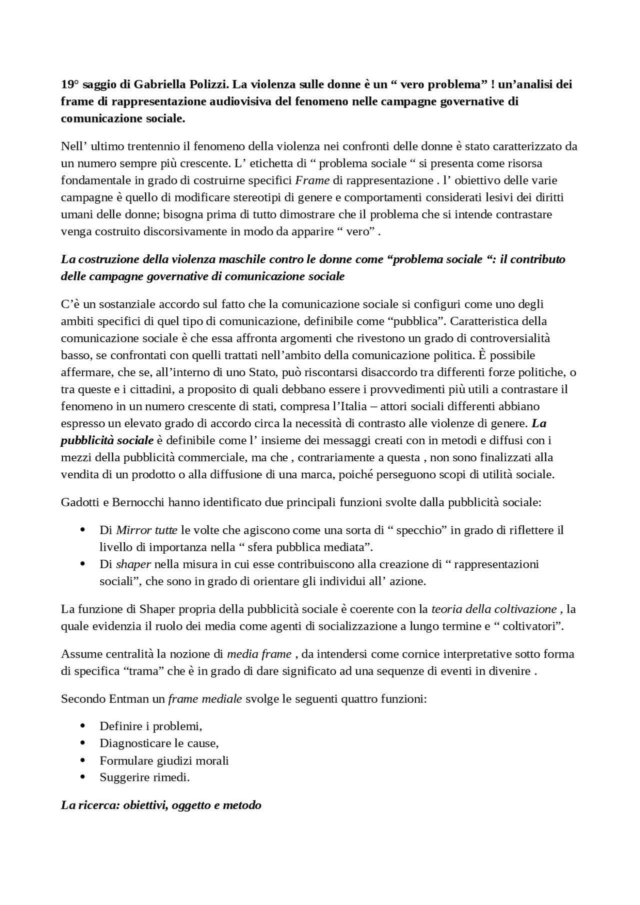 19°saggio La Violenza Sulle Donne Docsity