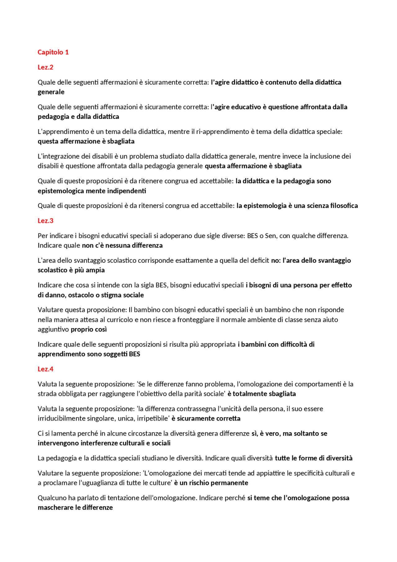 Domande Di Didattica Speciale Ii Docsity
