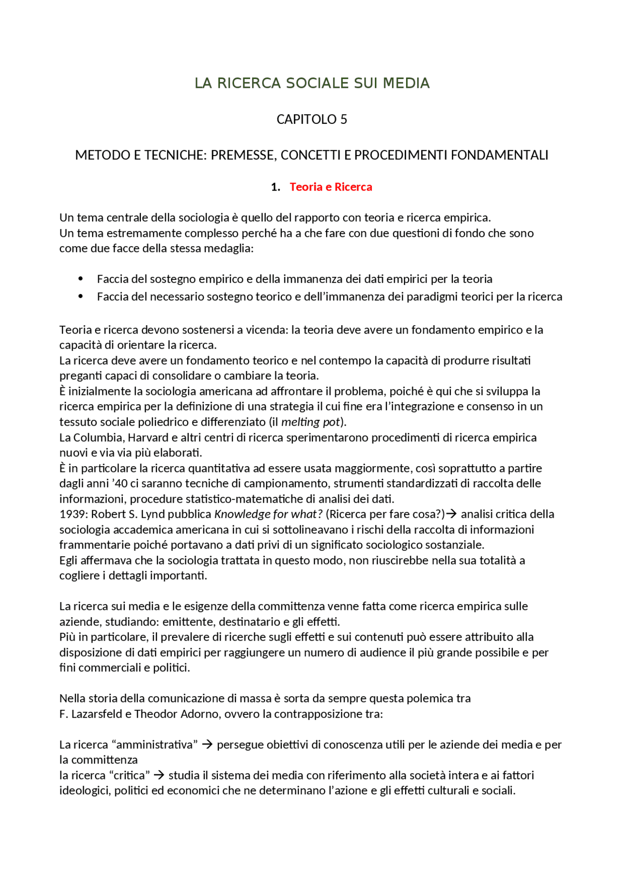 La Ricerca Sociale Sui Media Docsity
