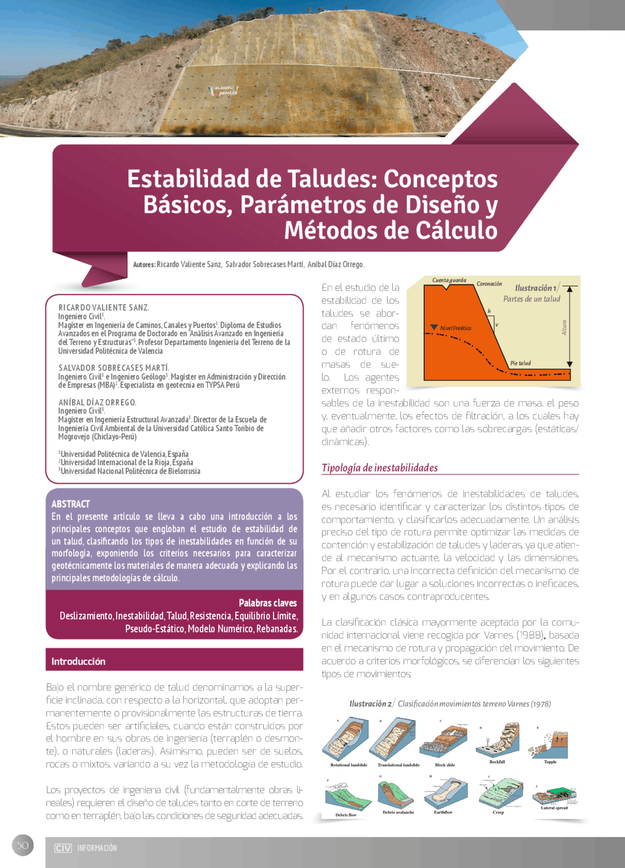 Taludes tipos, comportamiento - Docsity