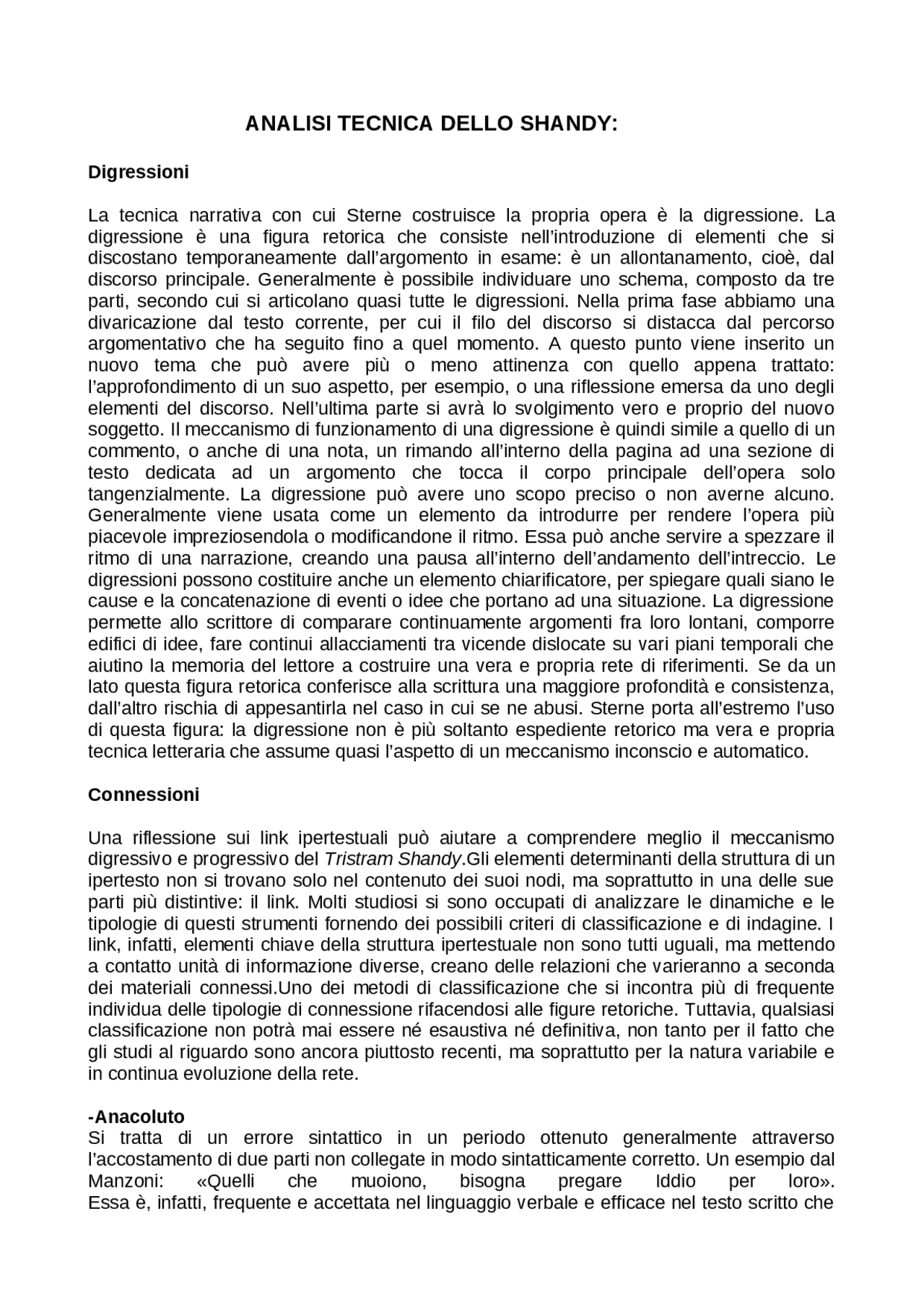 Shandy La Vita E Le Opere Di Un Gentiluomo Docsity