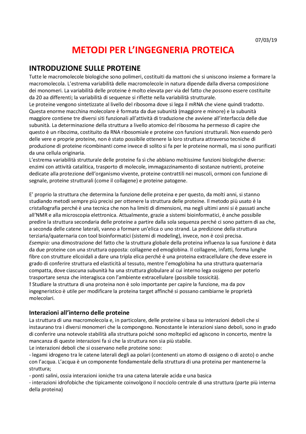 Metodi Per Lingegneria Proteica Corso Completo Docsity