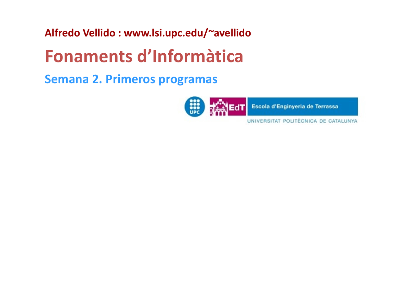 Fonaments d'Informàtica: Primeros programas - Ejemplos sencillos ...