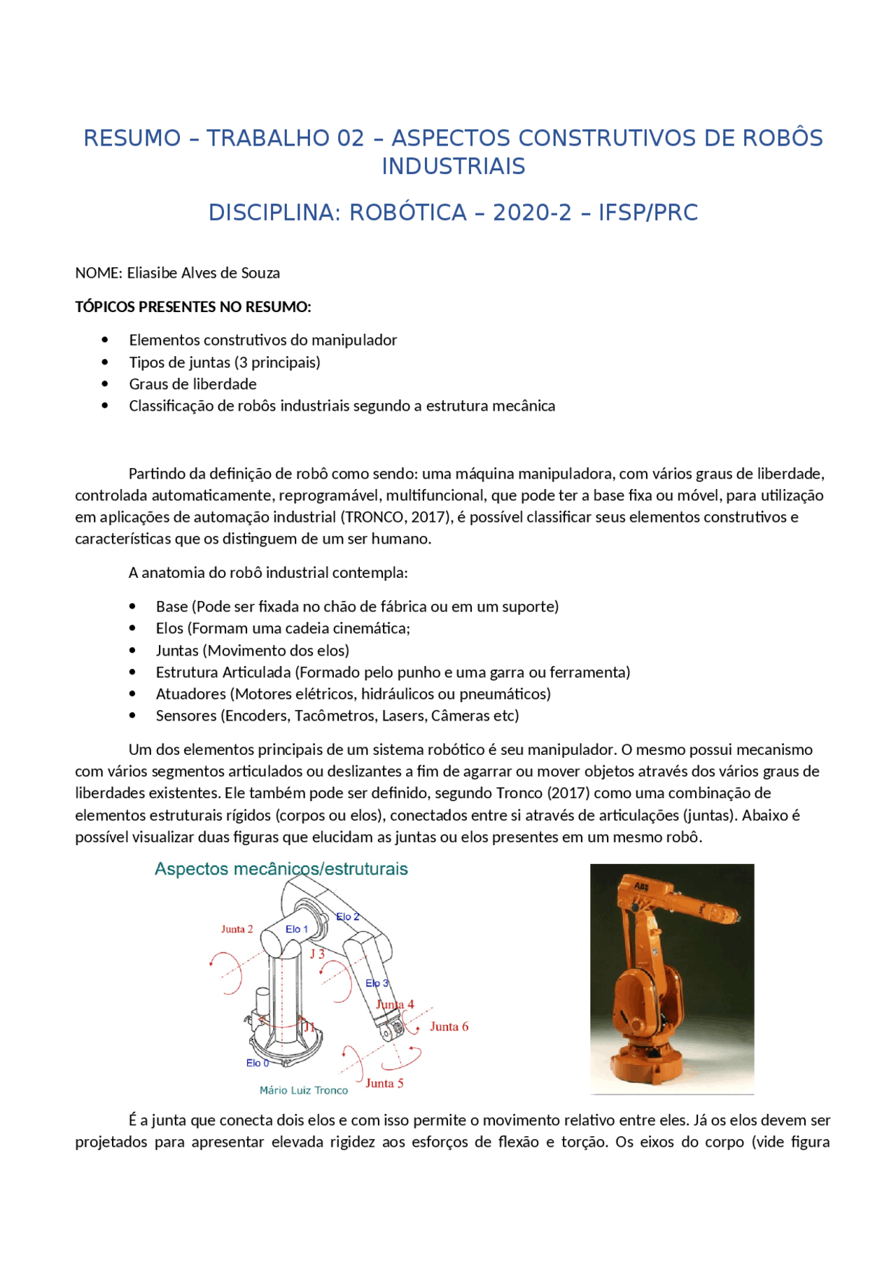 Estrutura De Robos Industriais Docsity