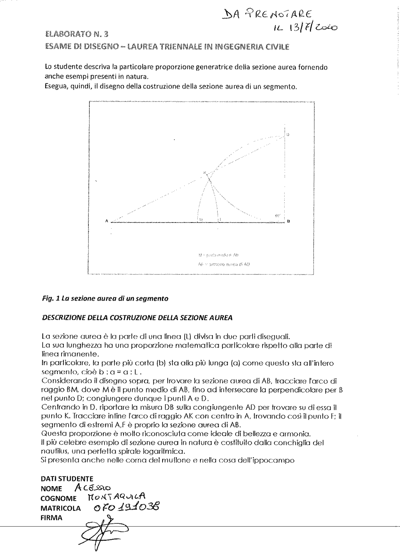 Prova Intercorso Disegno Docsity