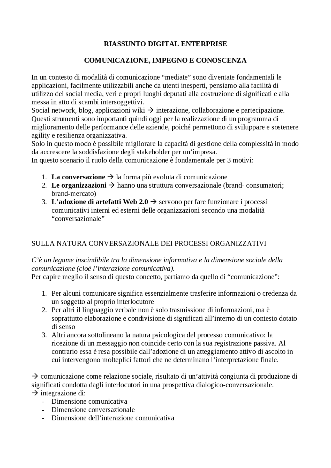 Digital Enterprise Riassunto Docsity