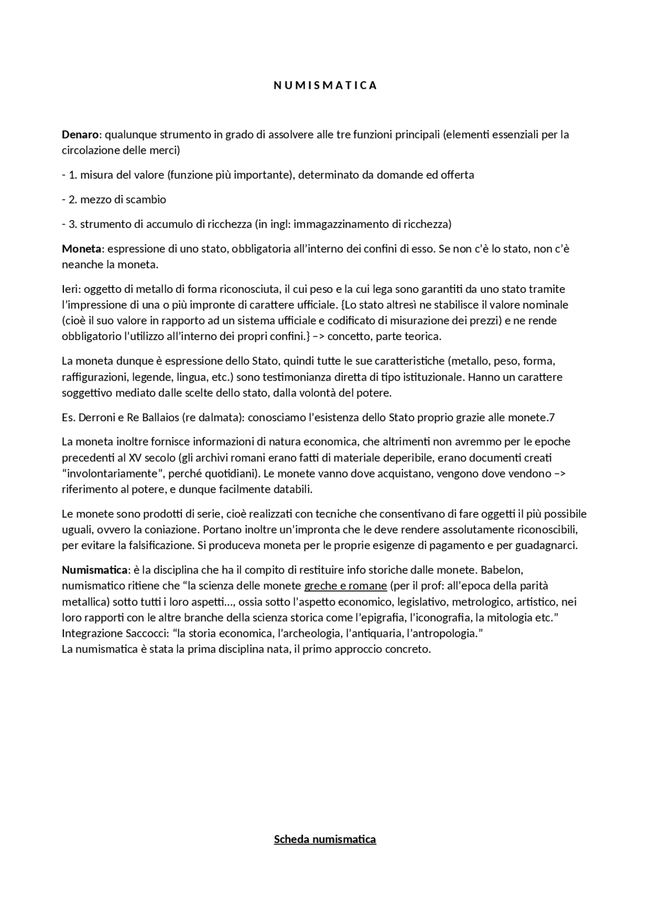 Dispensa Di Numismatica Dispense Di Numismatica Docsity