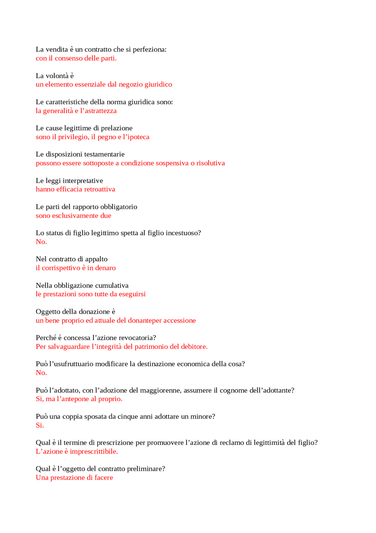 Diritto Privato Test Unicusano Docsity