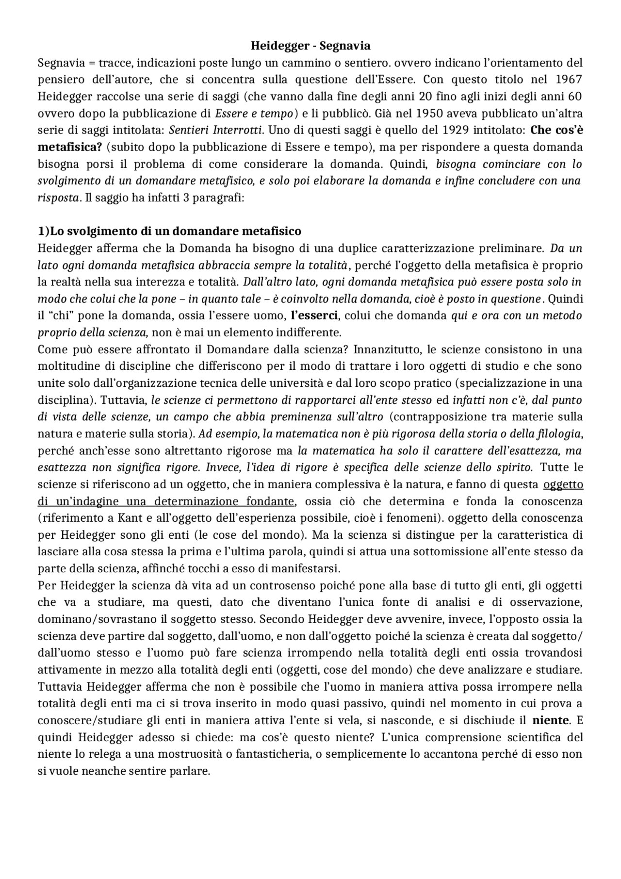 Segnavia Saggi Di Heidegger Sintesi Del Corso Di Storia Della