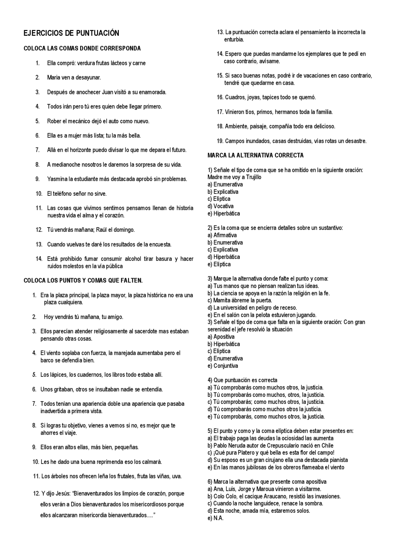 Puntuación ejercicios resueltos | Ejercicios de Lengua y Literatura ...