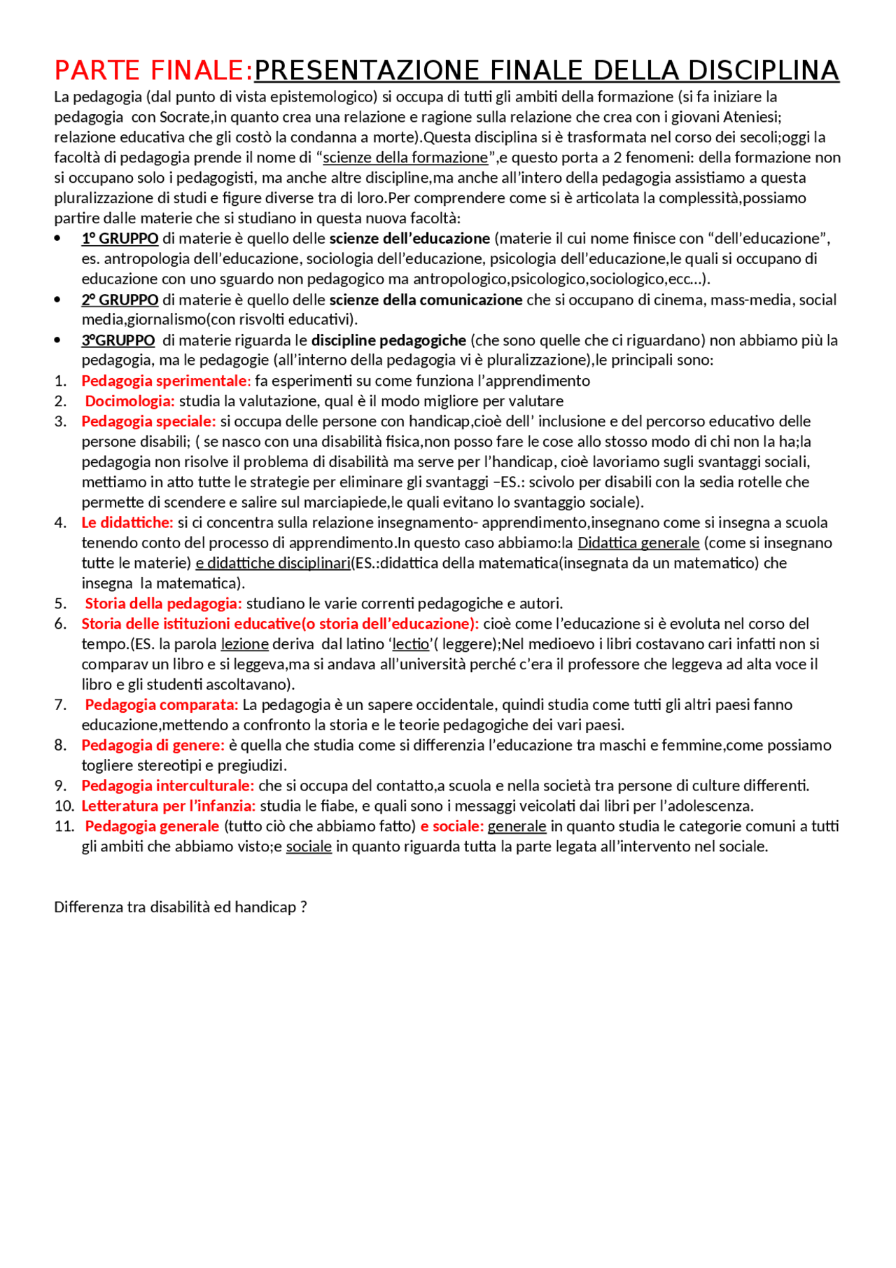 Pedagogia Generale E Sociale Docsity