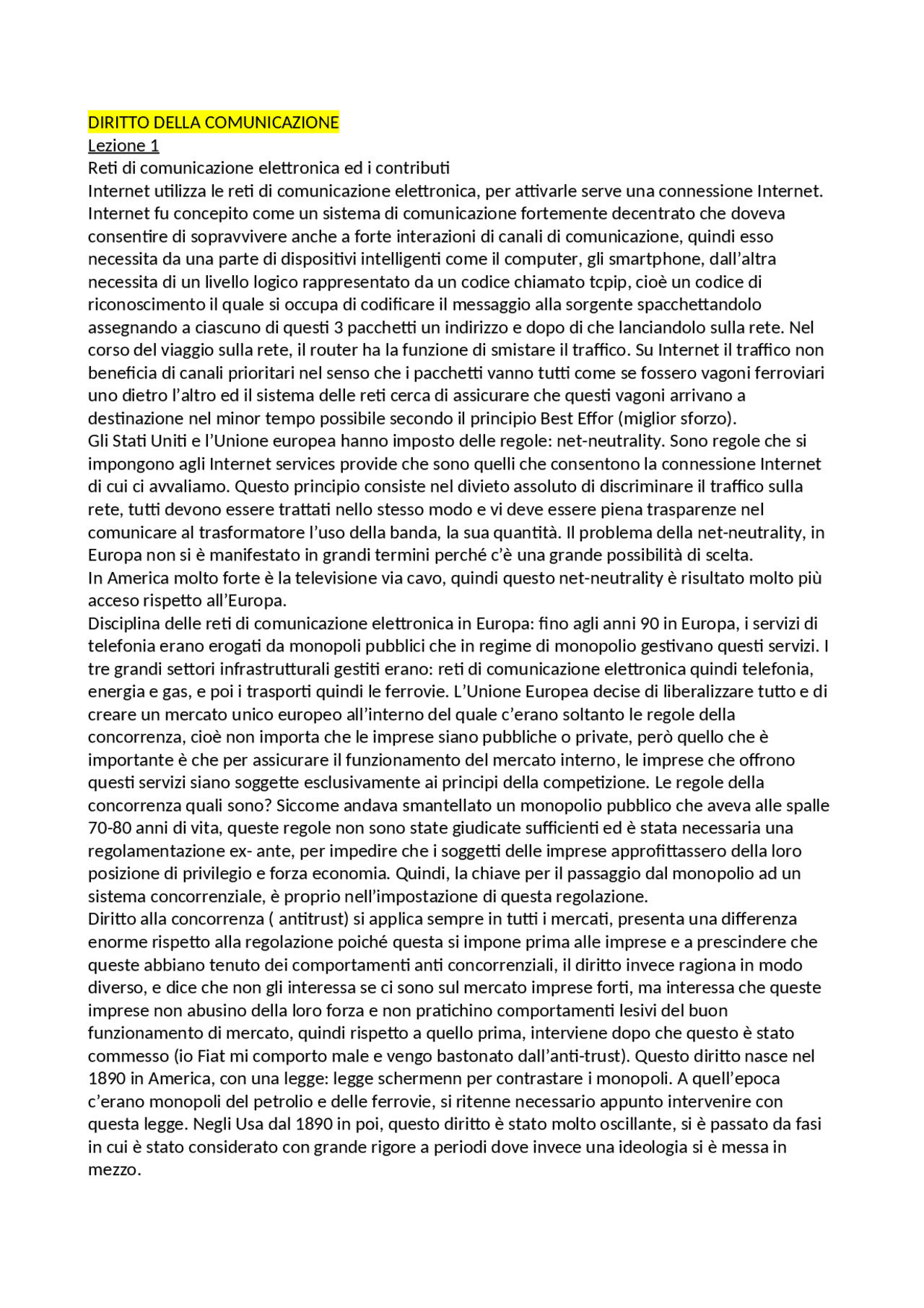 Diritto Della Comunicazione Lezione Prof Arrigucci Docsity