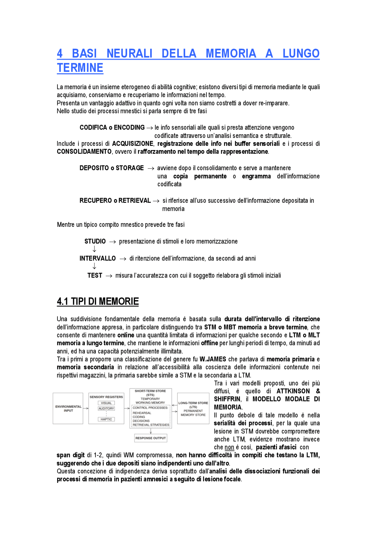Neuroscienze Cognitive E Sociali Modulo Gdp Docsity