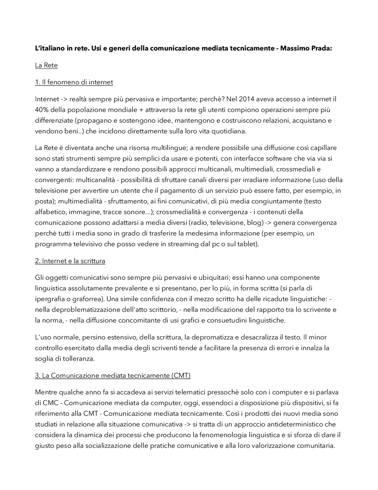 Litaliano In Rete Usi E Generi Della Comunicazione Mediata