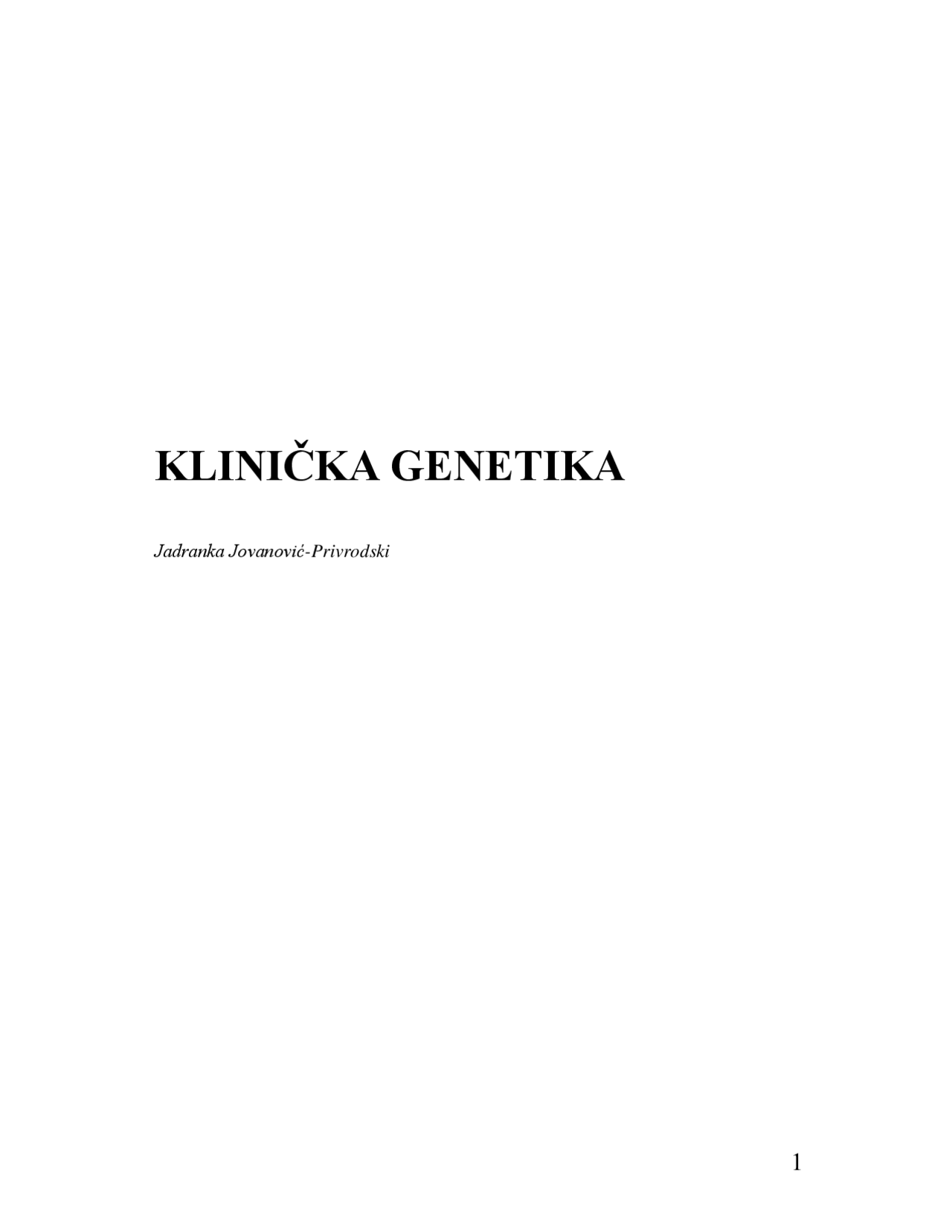 Genetika I Klinicka Genetika Rezime Predlog Genetika Docsity