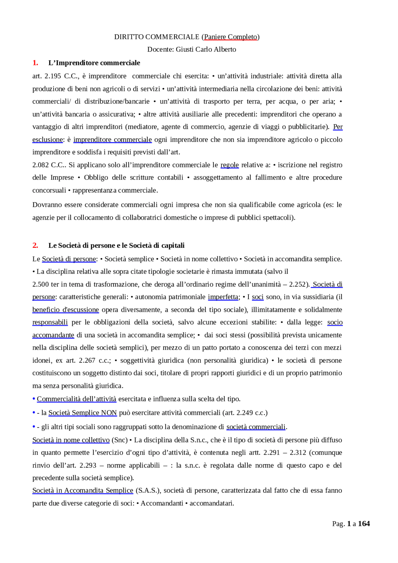 Risposte aperte esame di diritto commerciale - Docsity