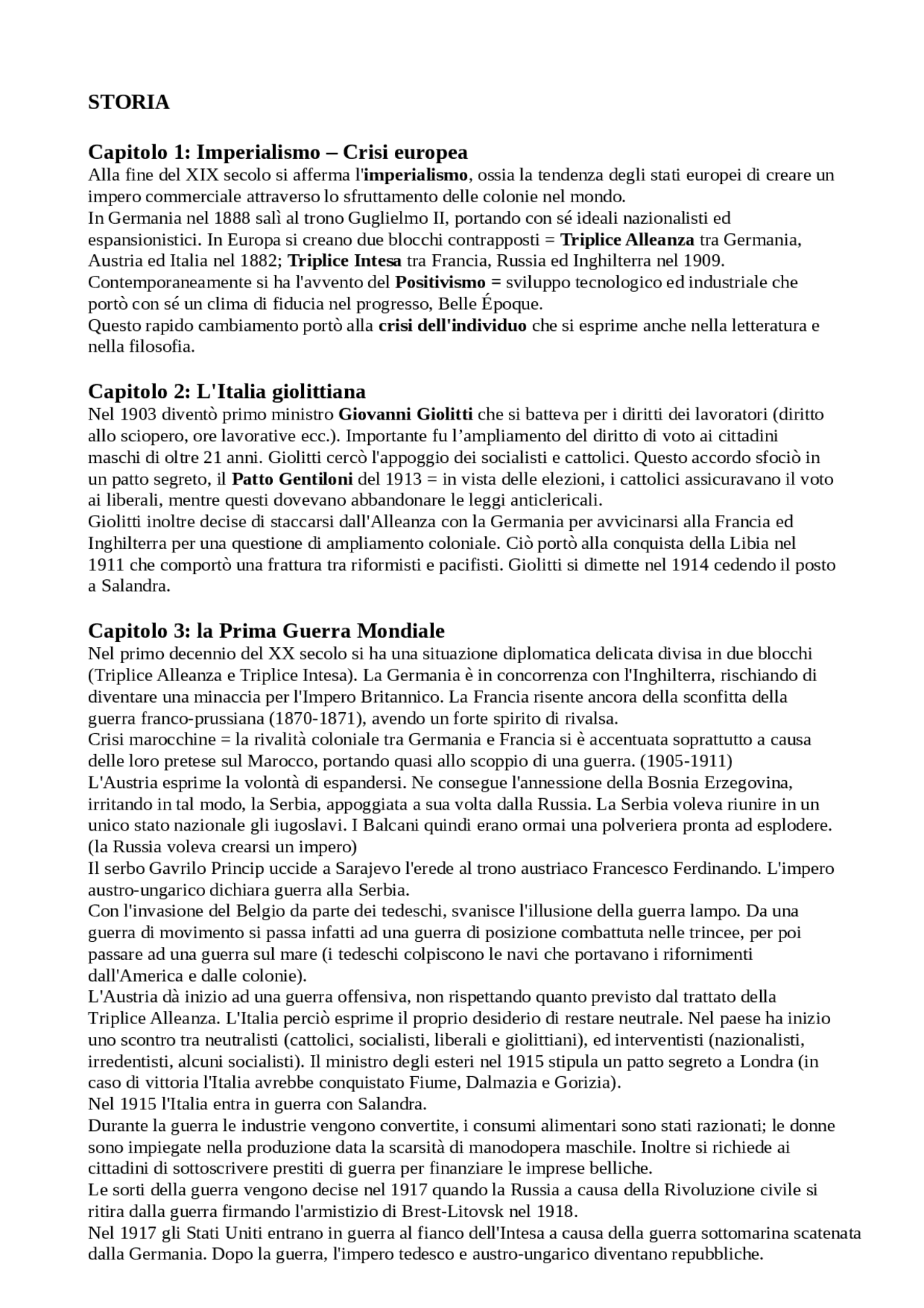 Appunti Storia 5ª Superiore Docsity