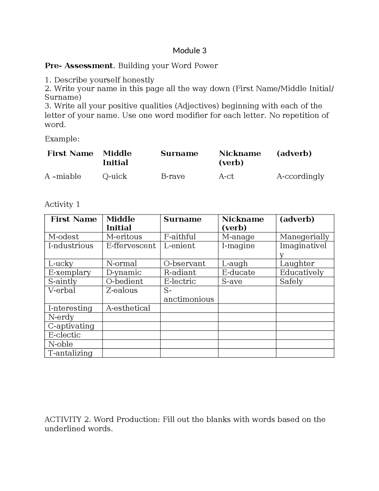 ESEN Module 3 Activity - Docsity