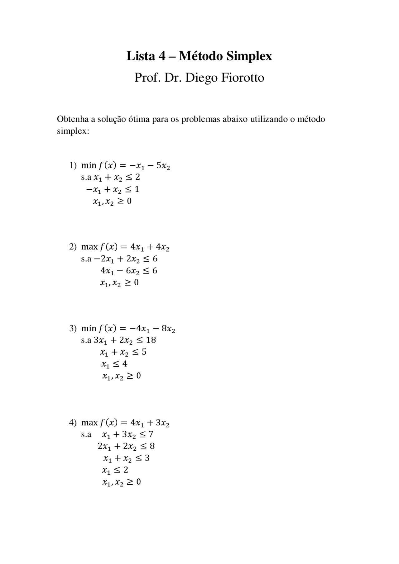 Método simplex pesquisa operacional análise - Docsity