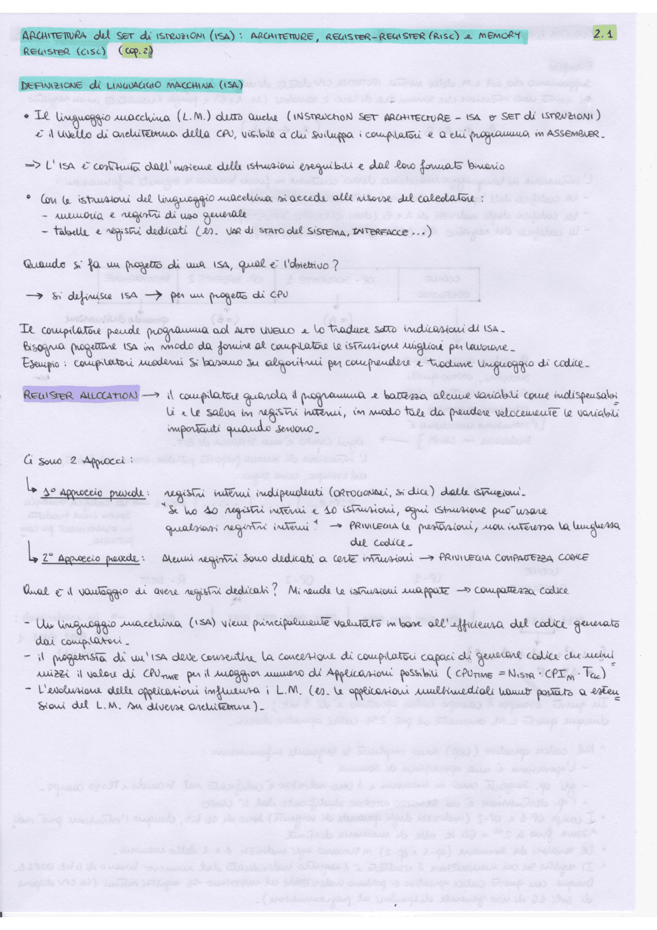 Instruction Set Architecture Generalità Docsity