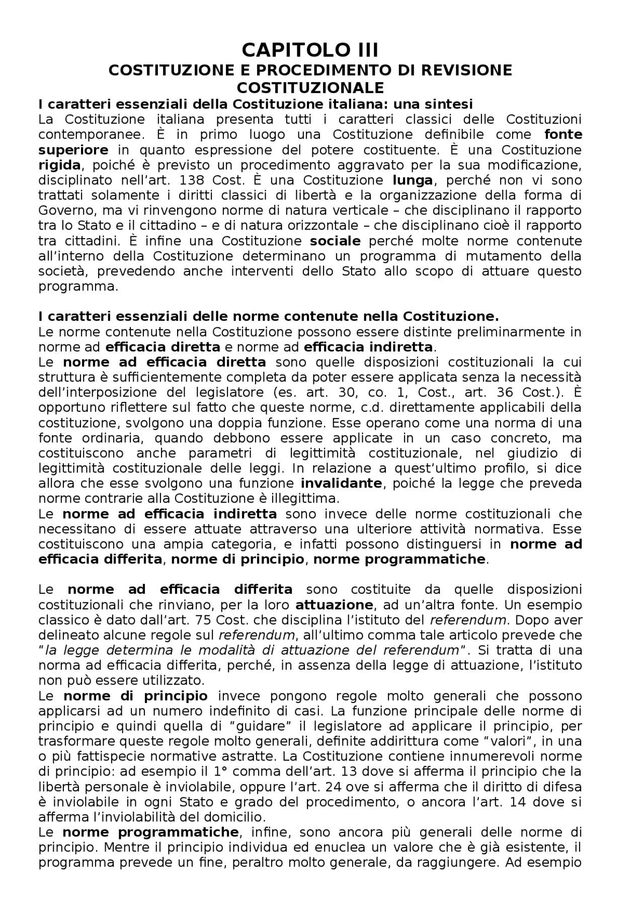 Costituzione e revisione Costituzionale - Docsity