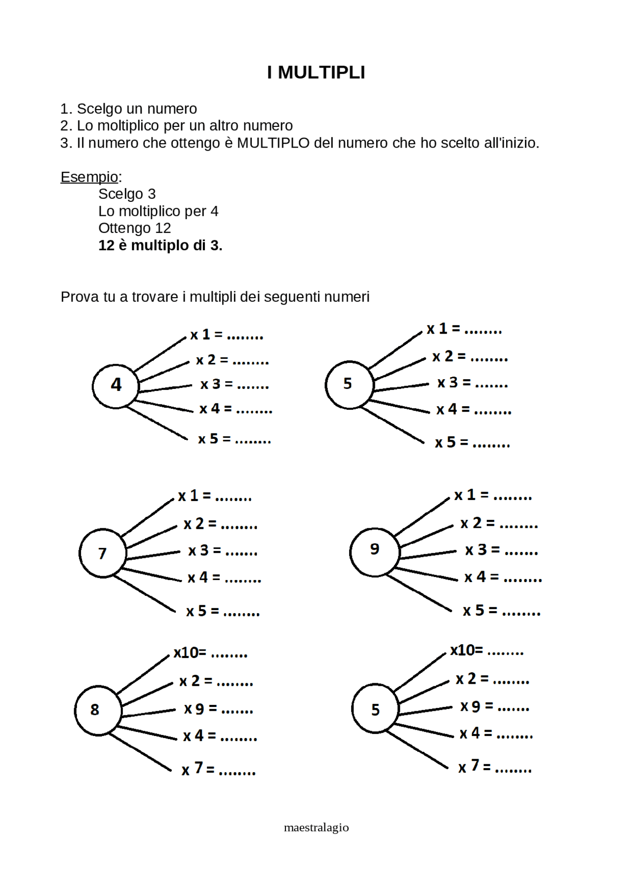 multipli ed divisori | Esercizi di Matematica | Docsity