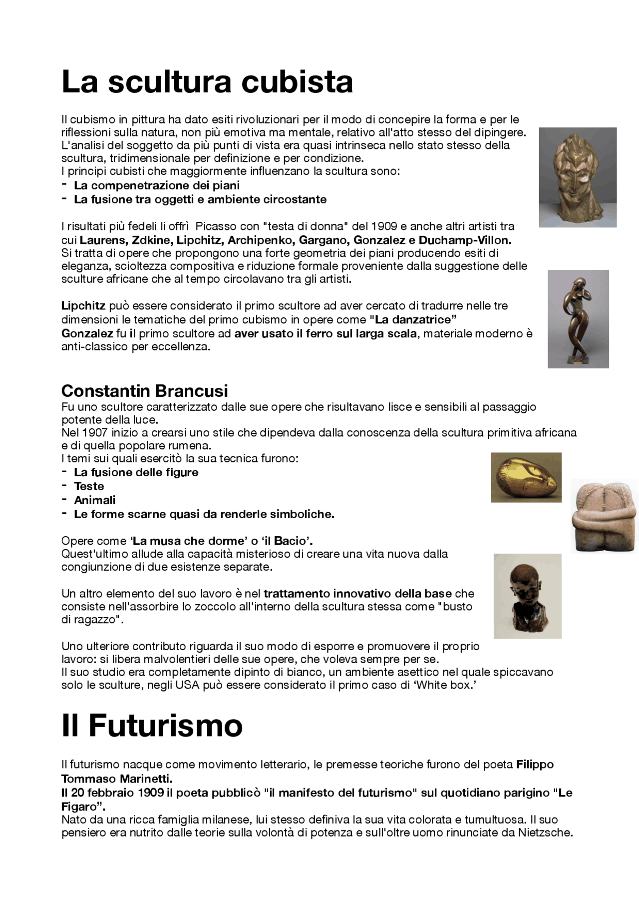 Riassunto Cubismo E Futurismo Docsity