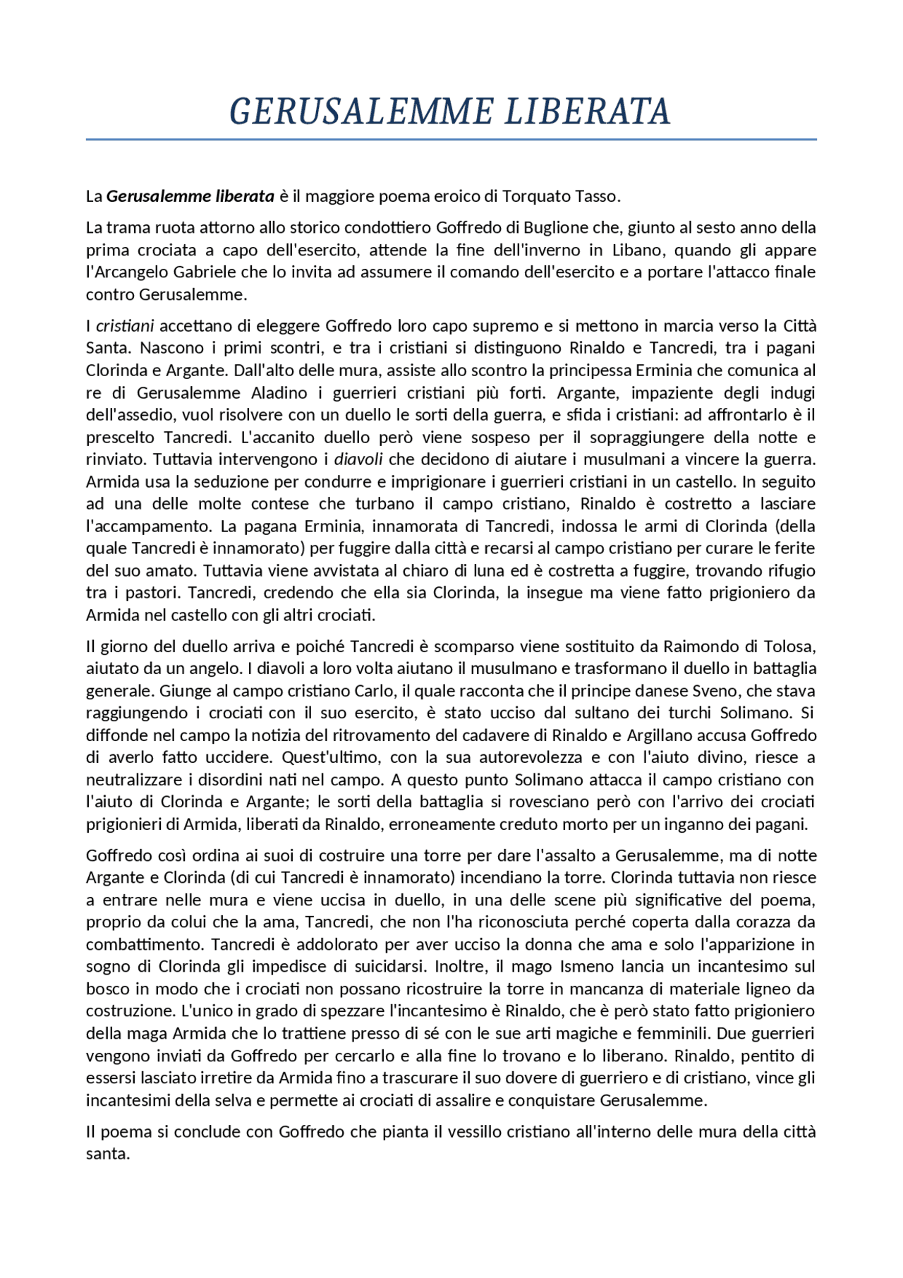 Gerusalemme Liberata Docsity