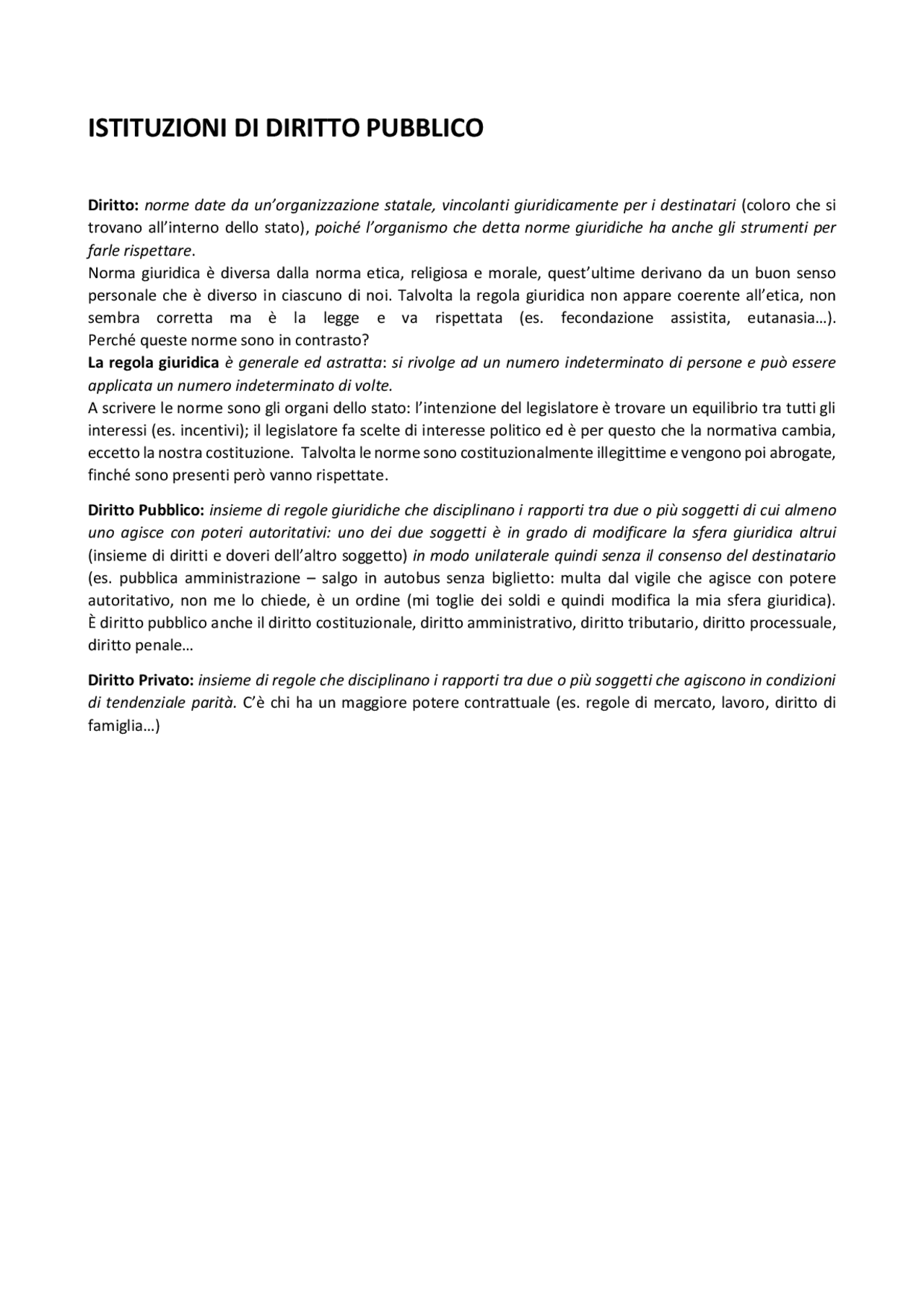 Diritto Pubblico 1° Parziale Docsity