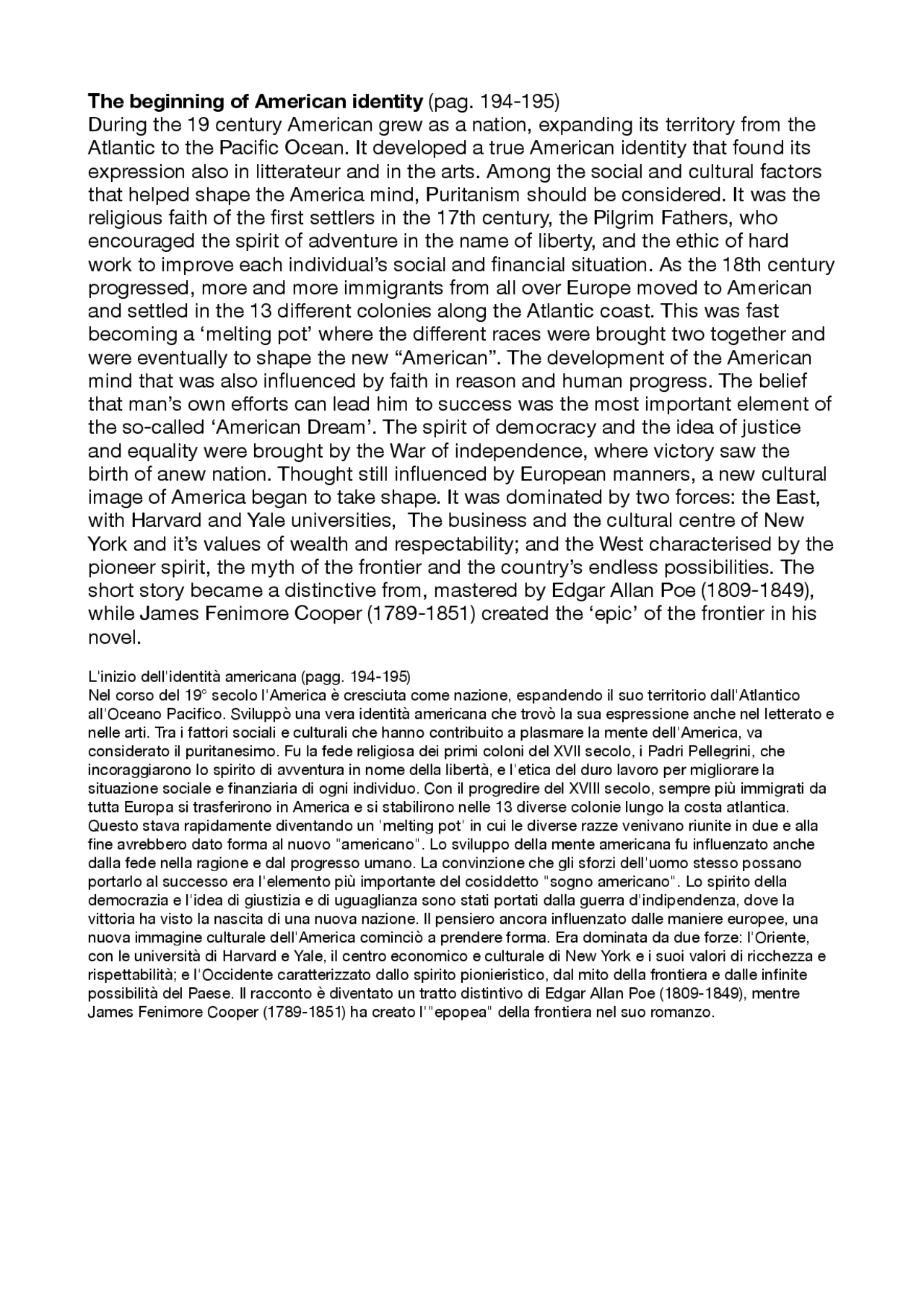 The Beginning Of An American Identity Docsity