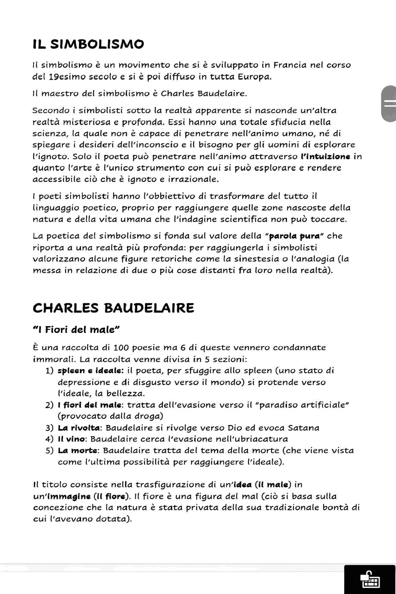 Il Simbolismo Baudelaire Docsity