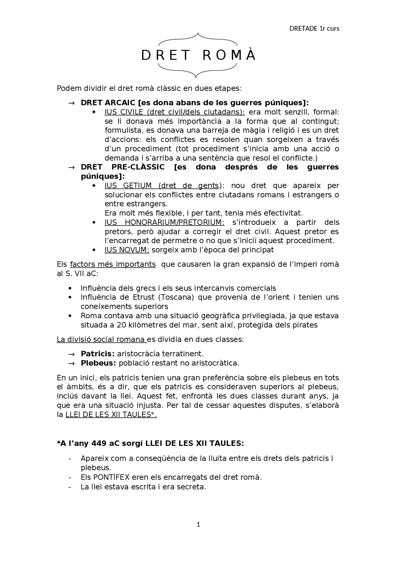Dret Romà 1er Parcial Docsity