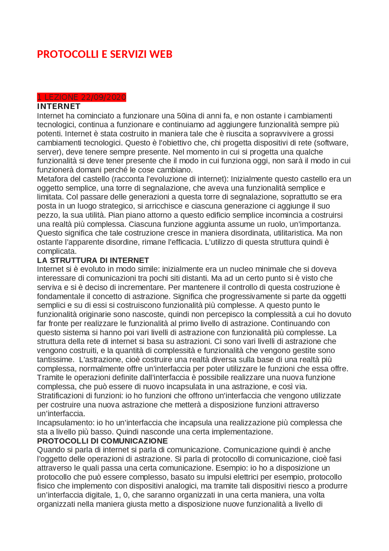 Appunti Di Protocolli E Servizi Web Docsity